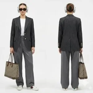 Gucci | Jackets & Coats | Luxury Designer Gucci Lettered Logo Pinstripe ...